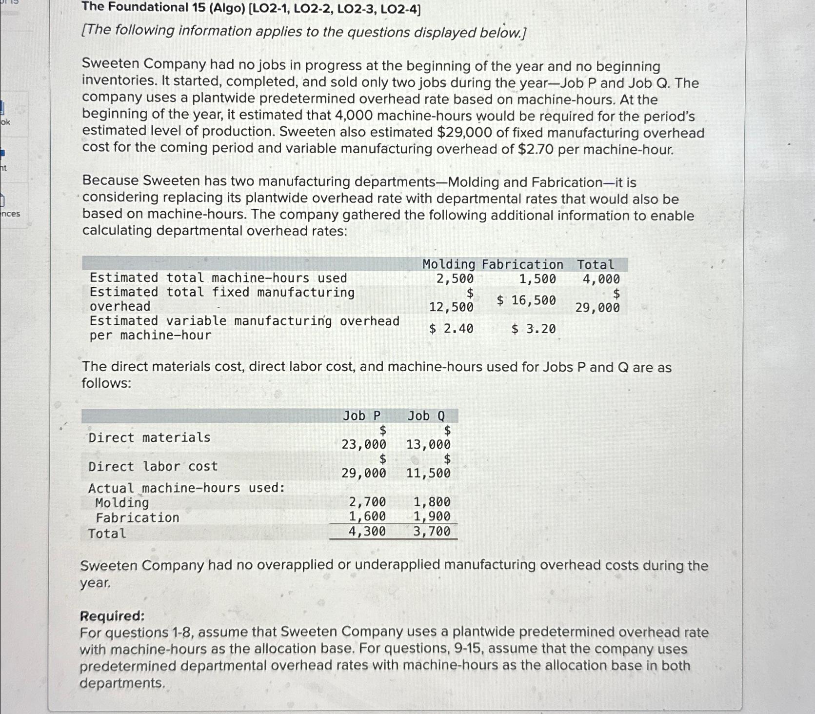 Solved The Foundational 15 (Algo) [LO2-1, ﻿LO2-2, ﻿LO2-3, | Chegg.com