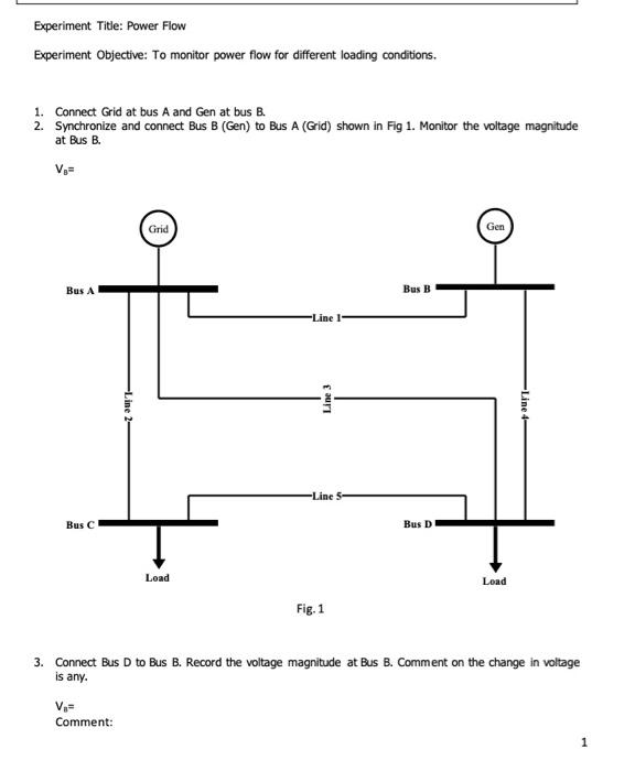 Experiment Title: Power Flow Experiment Objective: To | Chegg.com