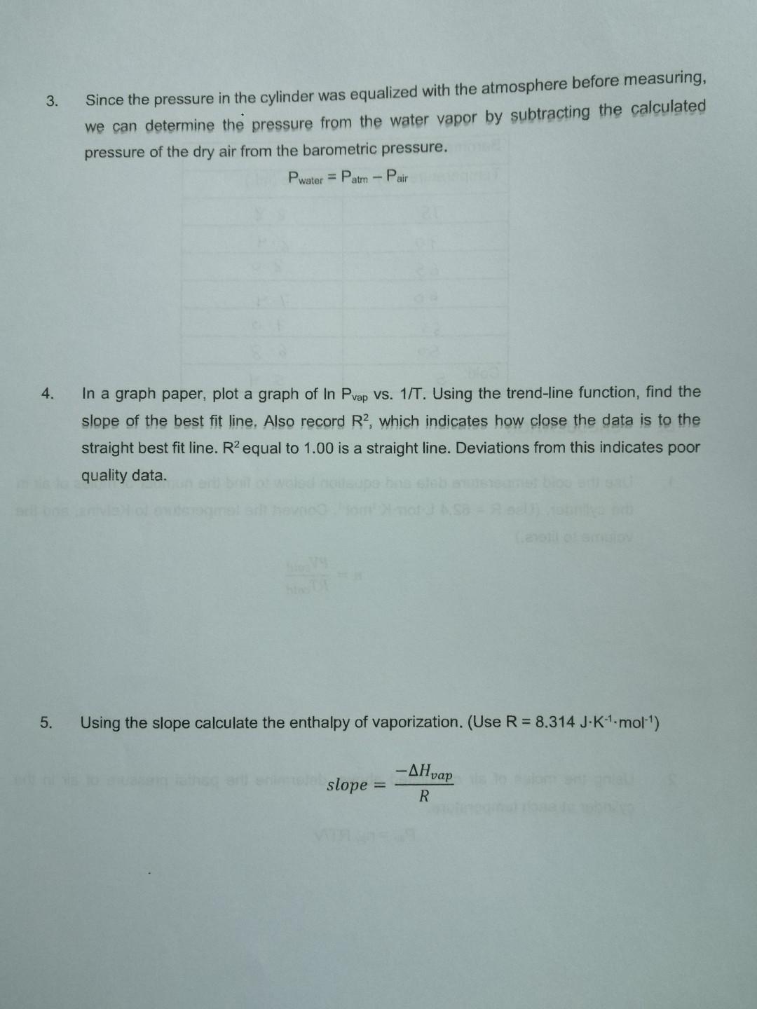 EXPERIMENT 4 CLAUSIUS-CLAPEYRON EQUATION Introduction | Chegg.com