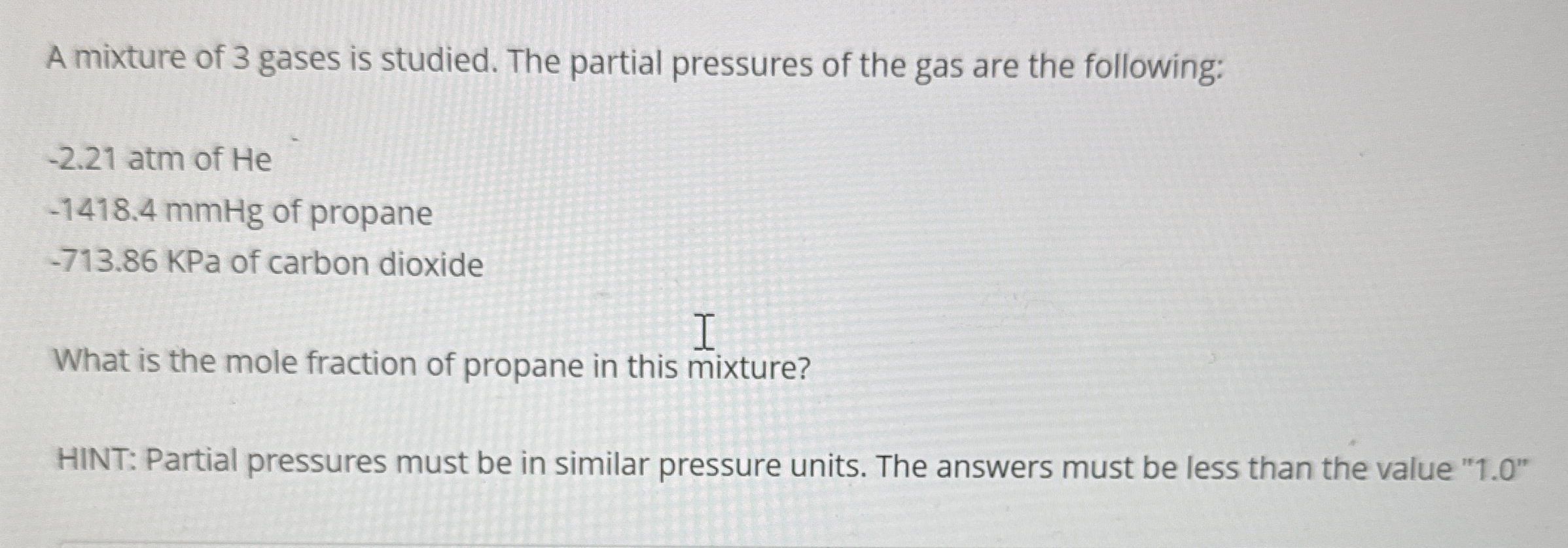 Solved A mixture of 3 ﻿gases is studied. The partial | Chegg.com