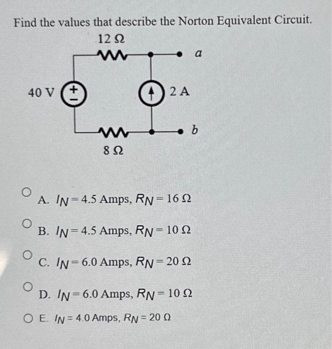 Solved Find the values that describe the Norton Equivalent | Chegg.com