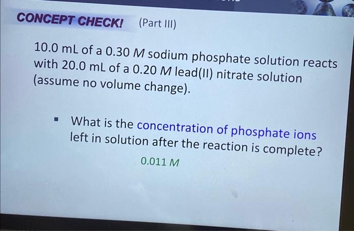Solved 10.0 mL of a 0.30M sodium phosphate solution reacts | Chegg.com