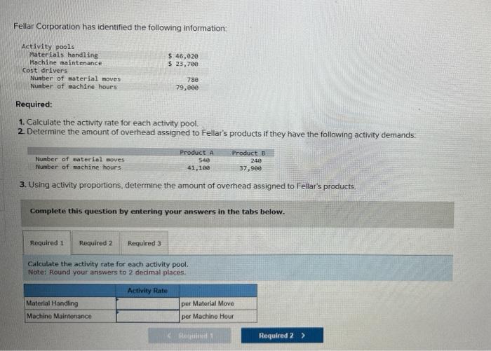 Solved Fellar Corporation has identified the following | Chegg.com