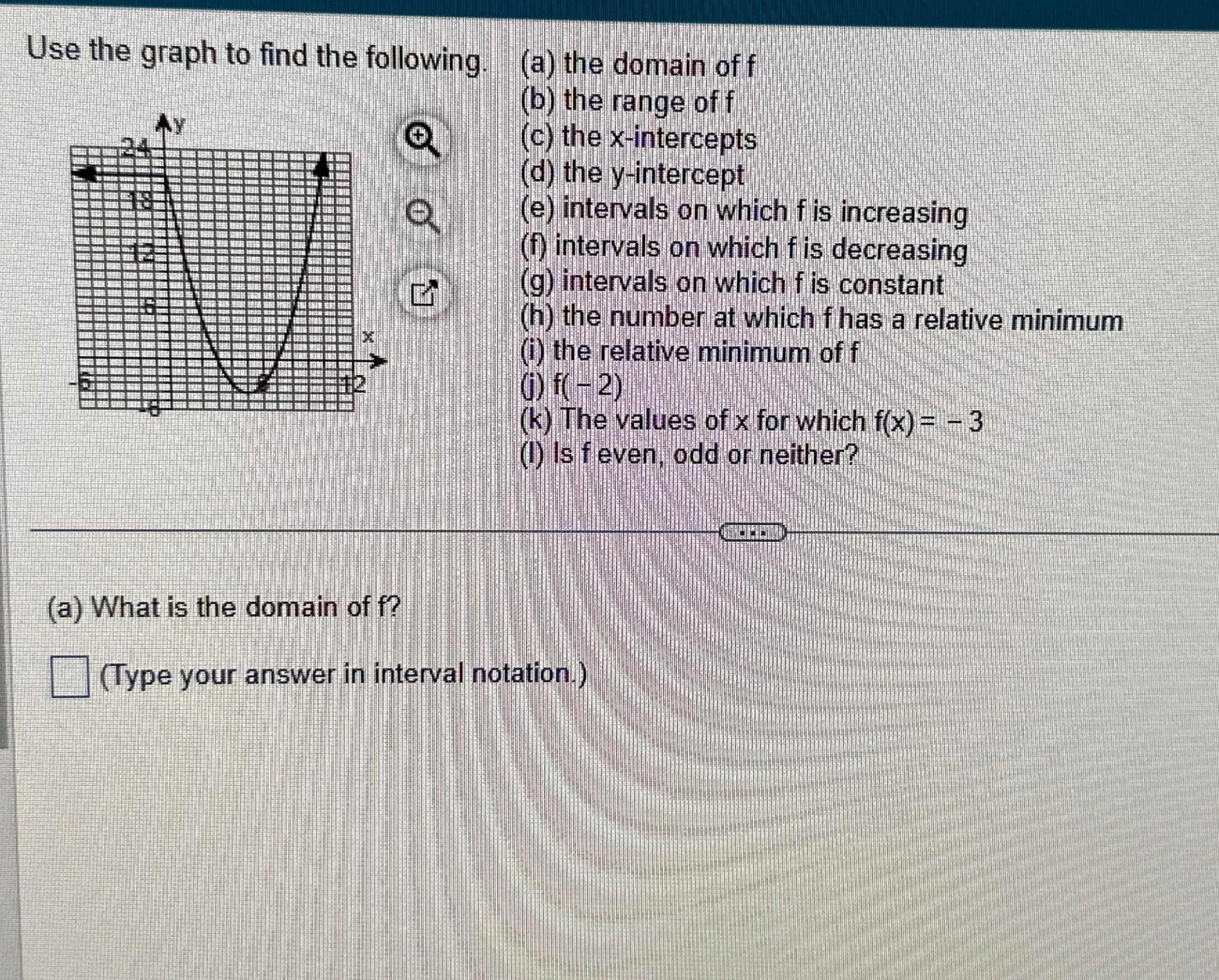 Solved Use the graph to find the following.(a) ﻿the domain | Chegg.com