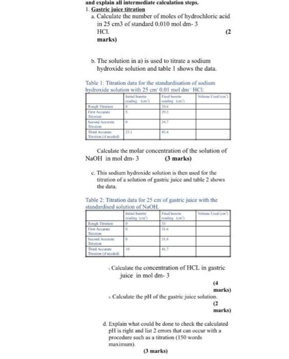 Solved and explain all intermediate calculation steps. 1. | Chegg.com