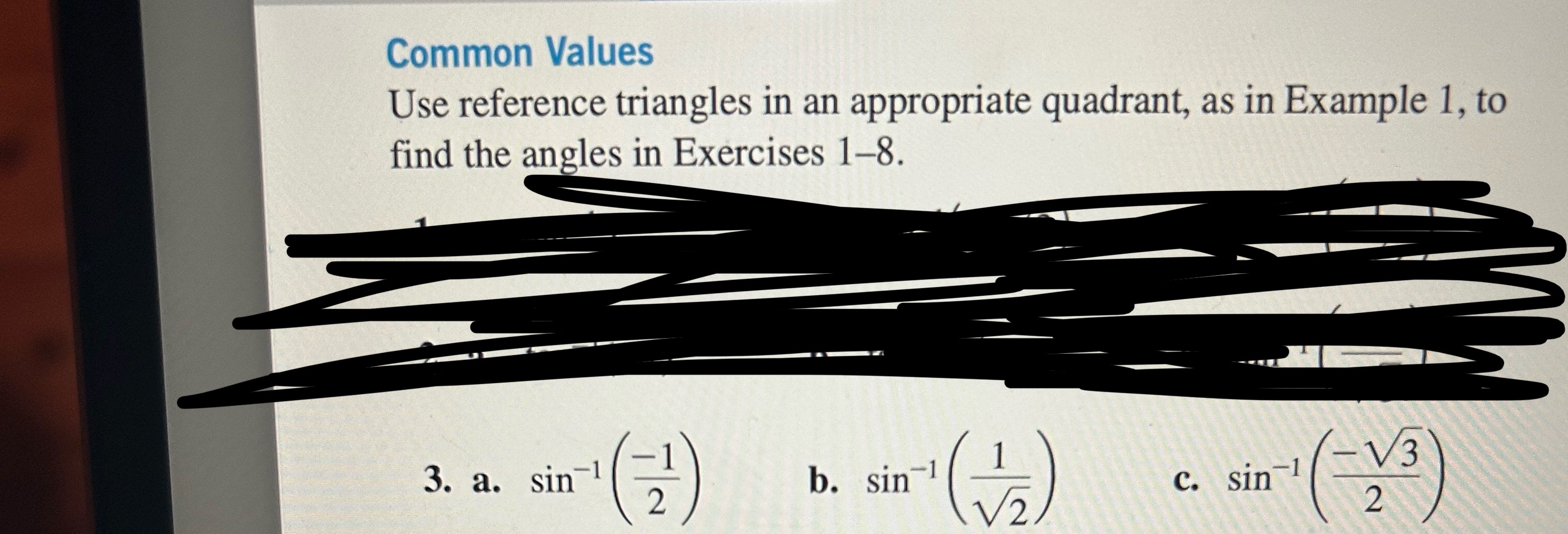 Solved Common ValuesUse reference triangles in an | Chegg.com