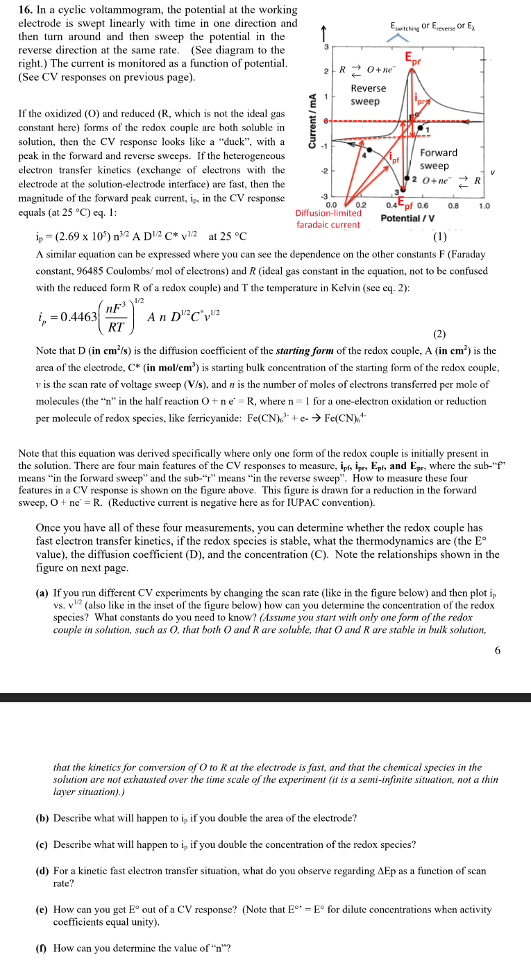 Solved In a cyclic voltammogram, the potential at the | Chegg.com