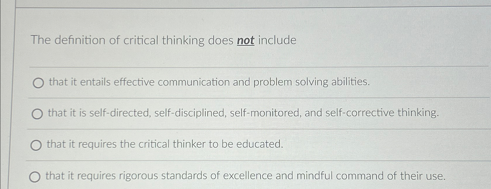 Solved The definition of critical thinking does not | Chegg.com