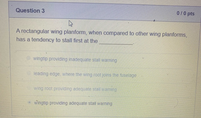 Solved Question 3 0 / 0 pts A rectangular wing planform, | Chegg.com