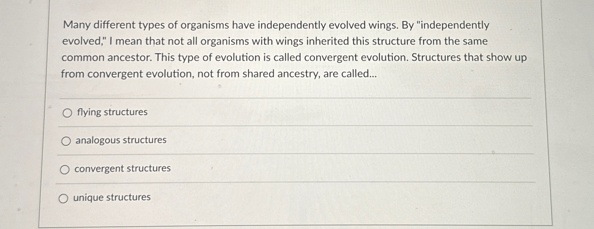 Solved Many different types of organisms have independently | Chegg.com
