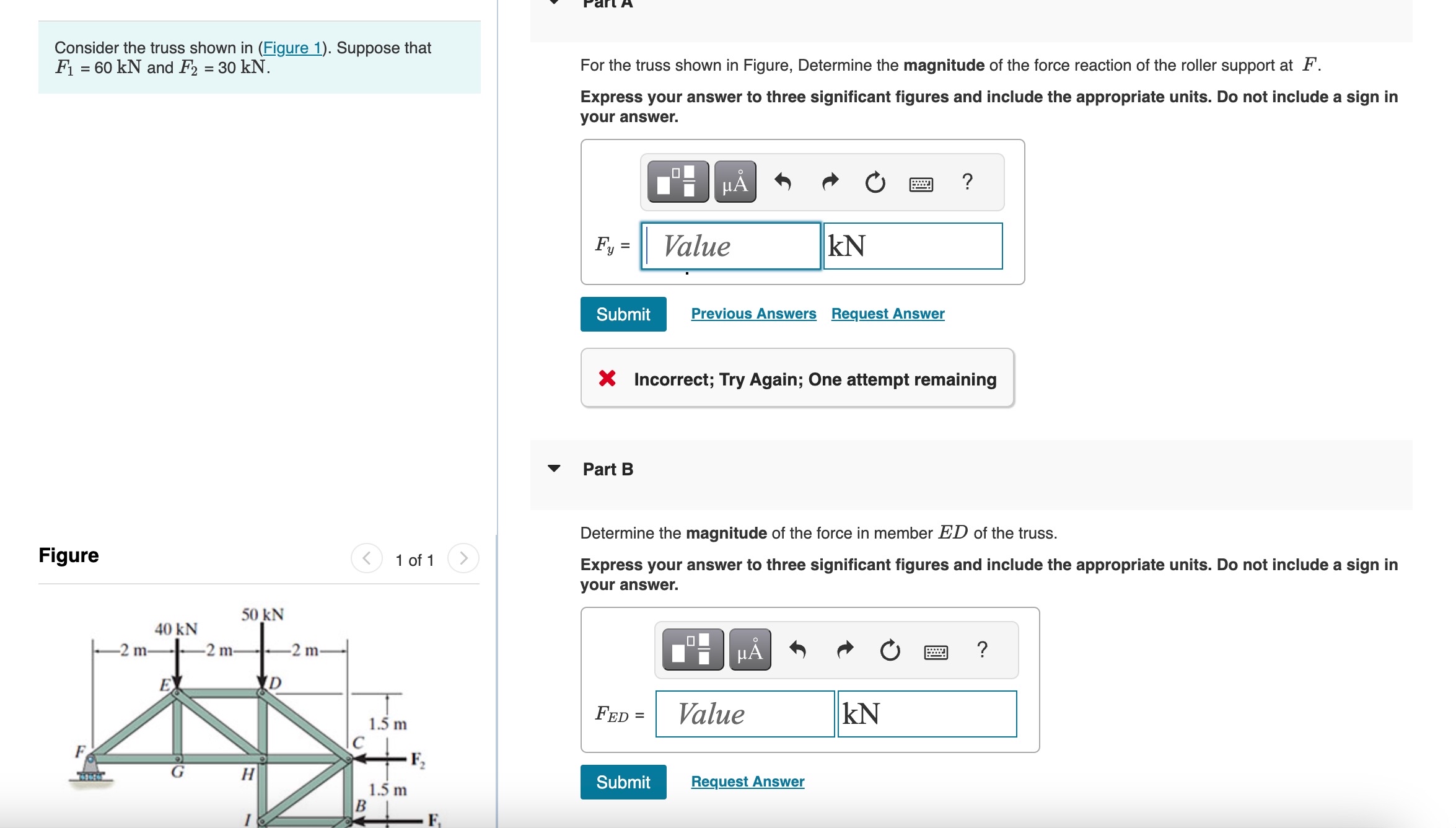 Solved Consider the truss shown in (Figure 1). ﻿Suppose that | Chegg.com