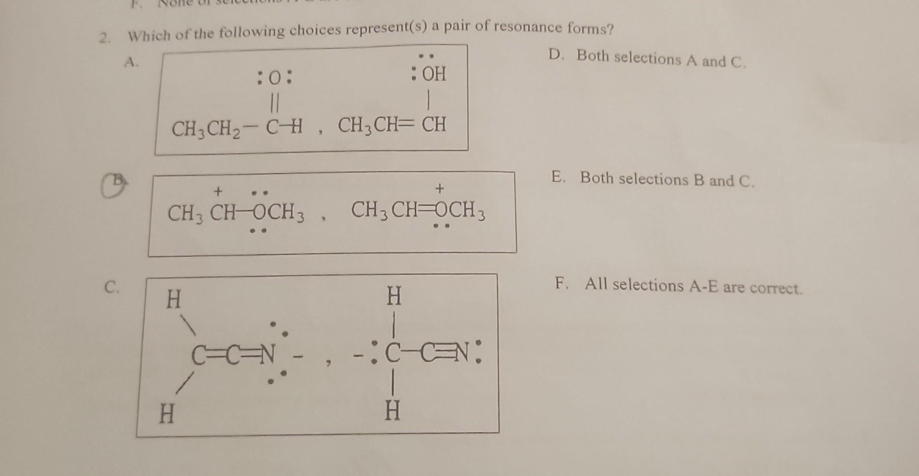 Solved Which of the following choices represent(s) a pair of | Chegg.com