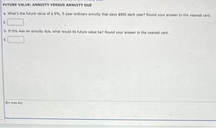 Solved FUTURE VALUE: ANNUITY VERSUS ANNUITY DUE a. What's | Chegg.com