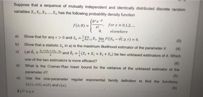 Solved Suppose that a sequence of mutually independent and | Chegg.com