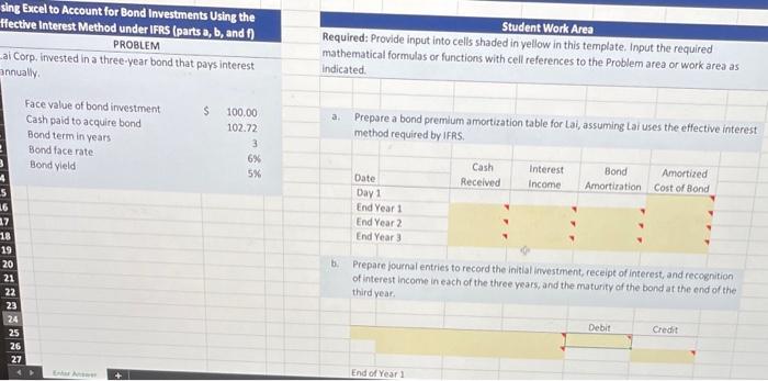 Required Provide Input Into Cells Shaded In Yellow