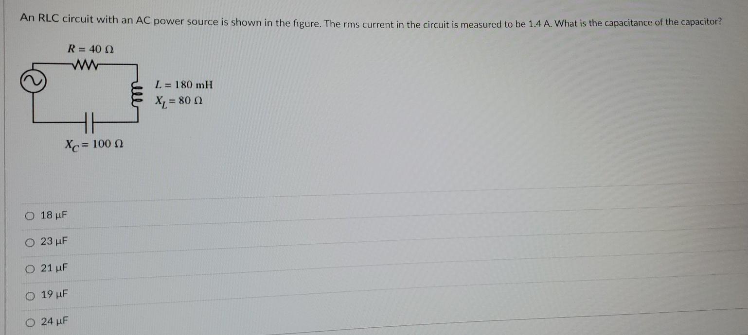 Solved An RLC circuit with an AC power source shown in the | Chegg.com