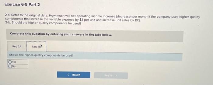 Solved Required information Exercise 6-5 Changes in Variable | Chegg.com