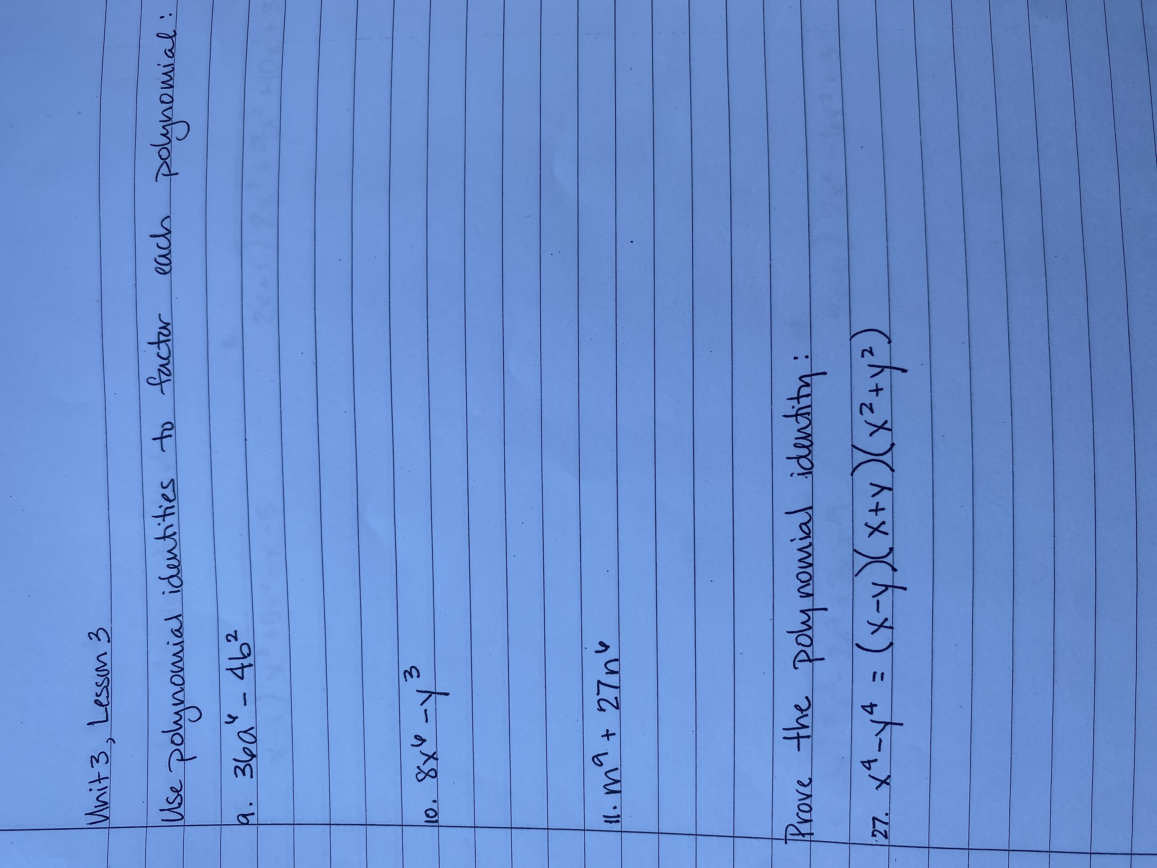 Solved by an EXPERT Unit 3, ﻿Lesson 3Use polynomial identities to ...