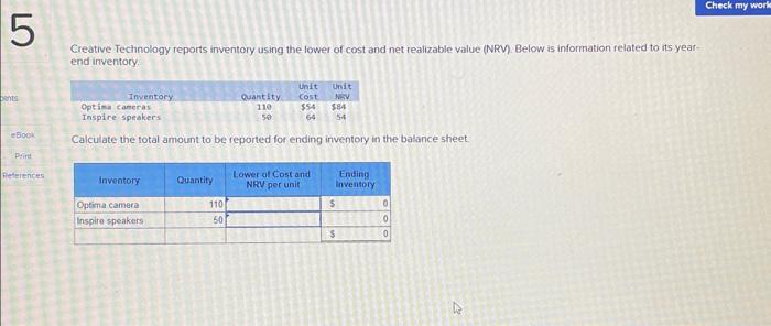 Solved Creative Technology reports inventory using the lower | Chegg.com
