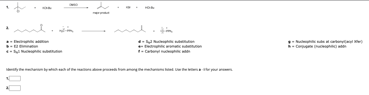 Solved a= ﻿Electrophilic additionb= ﻿E2 ﻿Eliminationd=SN2 | Chegg.com