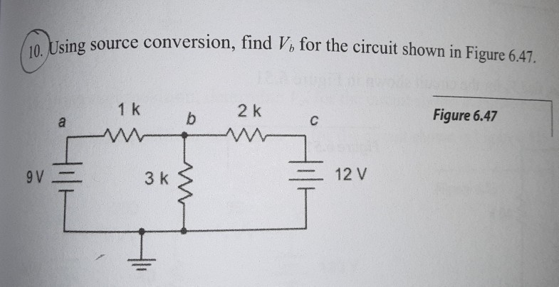 Solved 10. Using source conversion, find V. for the circuit | Chegg.com