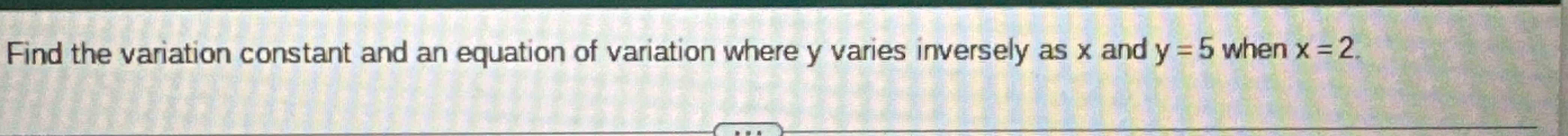 Solved Find the variation constant and an equation of | Chegg.com