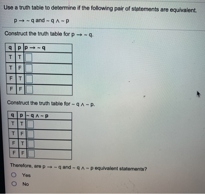 Solved Use a truth table to determine if the following pair | Chegg.com