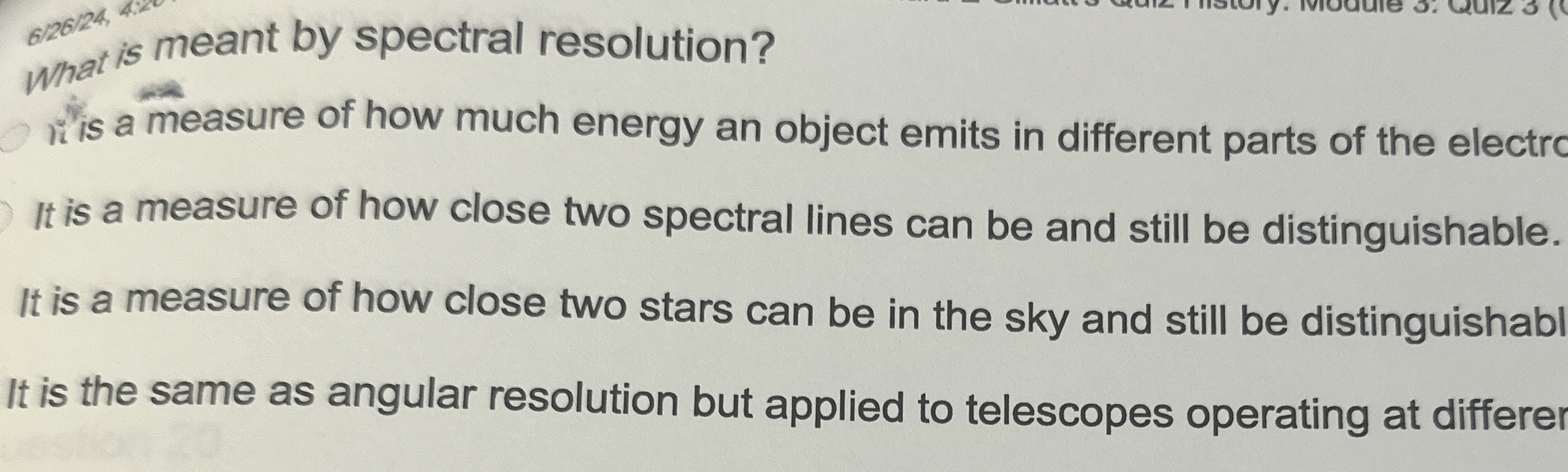 Solved What is meant by spectral resolution?ris a measure of | Chegg.com