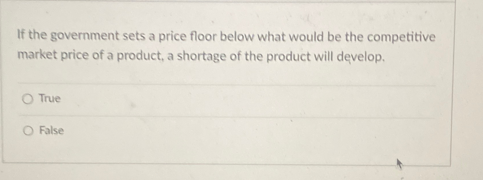 Solved If the government sets a price floor below what would | Chegg.com