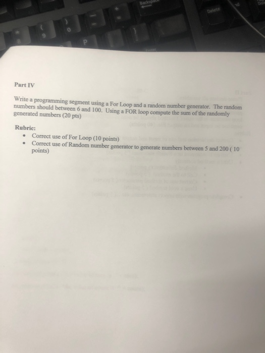 Solved Part Iv Write A Programming Segment Using A For Loop 2212