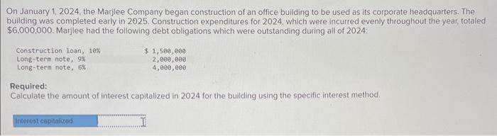 Solved On January 1, 2024, the Marjlee Company began | Chegg.com