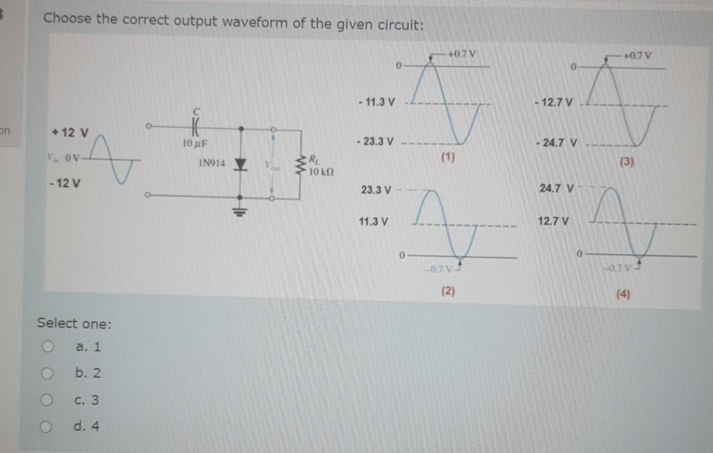 Solved 3 Choose the correct output waveform of the given | Chegg.com