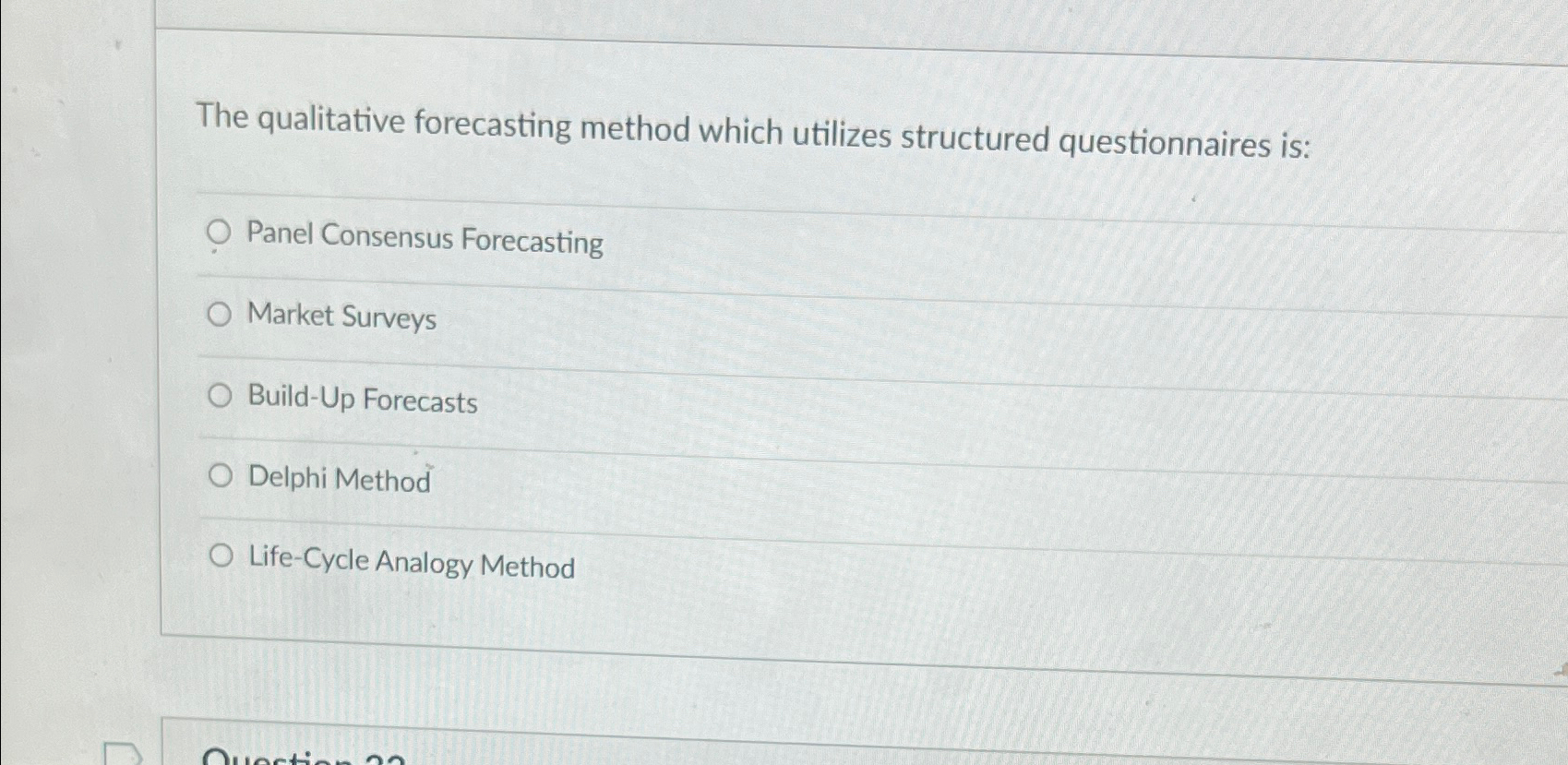 Solved The qualitative forecasting method which utilizes | Chegg.com