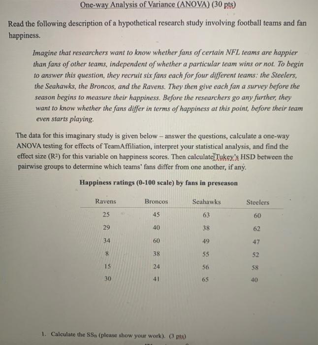 Solved 2. Calculate the SSw (please show your work). (3 | Chegg.com