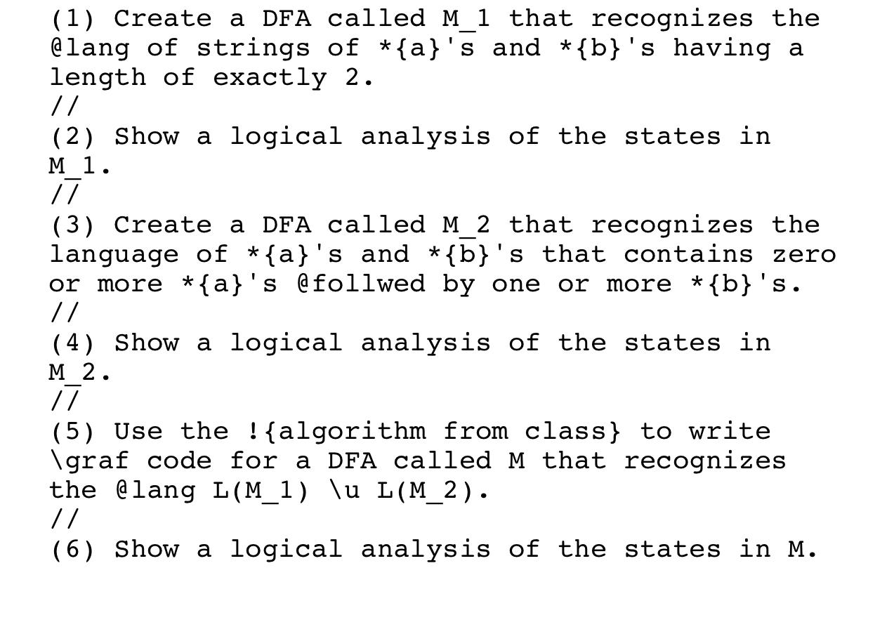 Solved (1) ﻿Create a DFA called M_1 ﻿that recognizes the d | Chegg.com