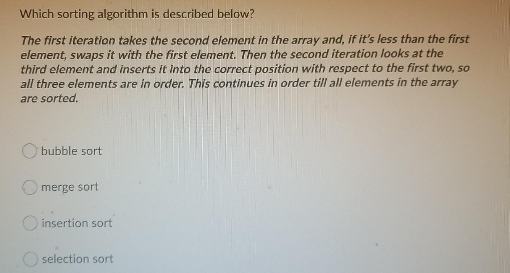 Solved Of all the sorting algorithms discussed, the merge | Chegg.com