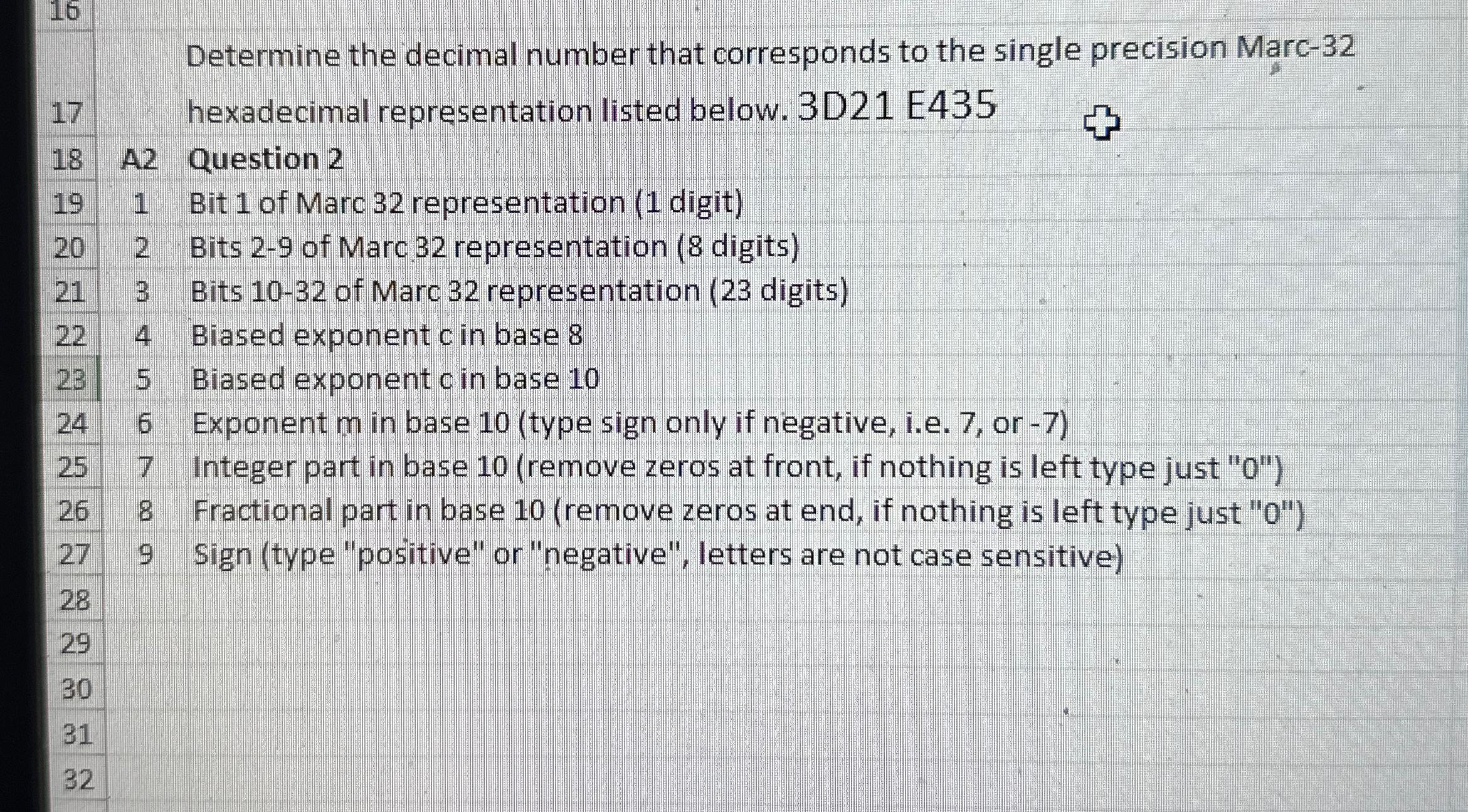 Solved Determine the decimal number that corresponds to the | Chegg.com