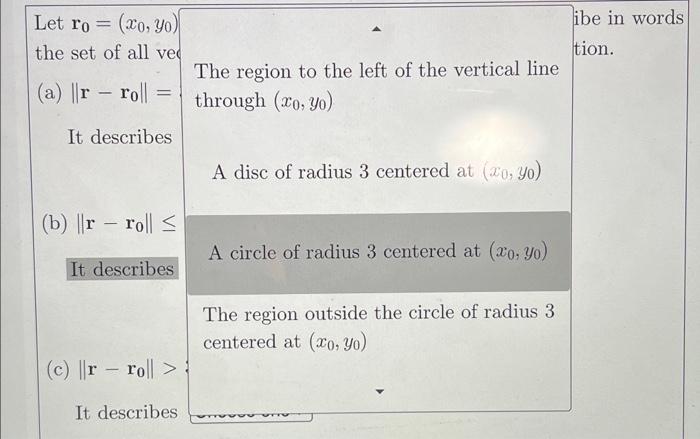 Solved Let r0=(x0,y0) ibe in wo the set of all ves The | Chegg.com
