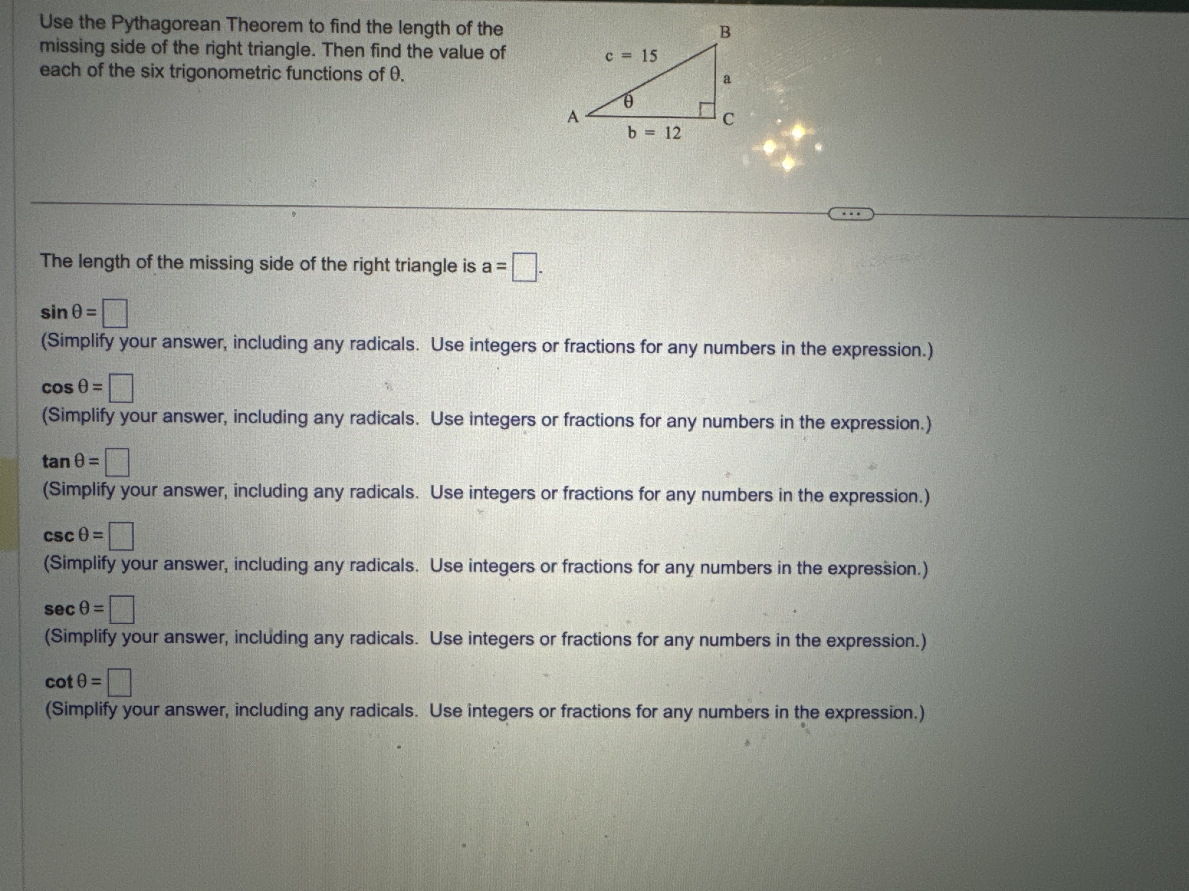 Solved Use the Pythagorean Theorem to find the length of | Chegg.com
