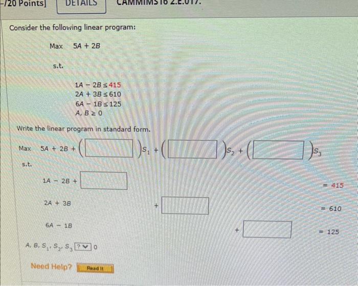 Solved Consider the following linear program: Max 5.t. | Chegg.com