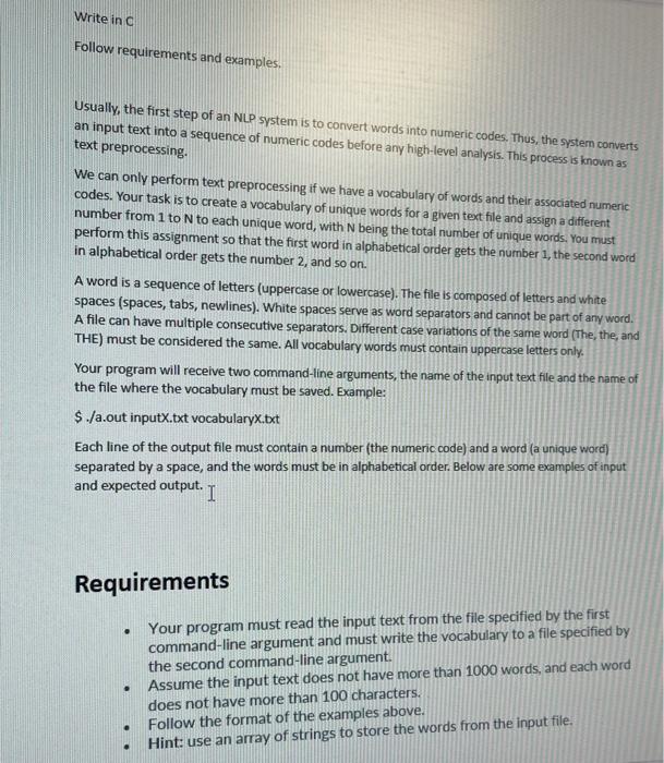 Follow requirements and examples. Usually, the first | Chegg.com