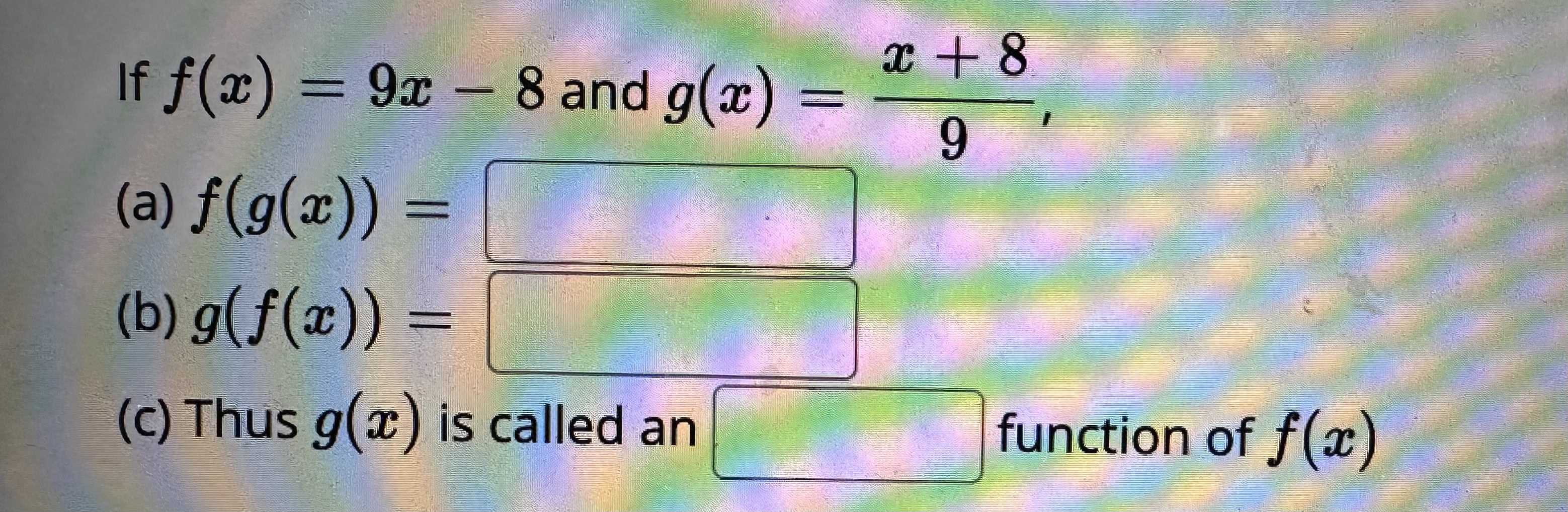 Solved If f(x)=9x-8 ﻿and | Chegg.com