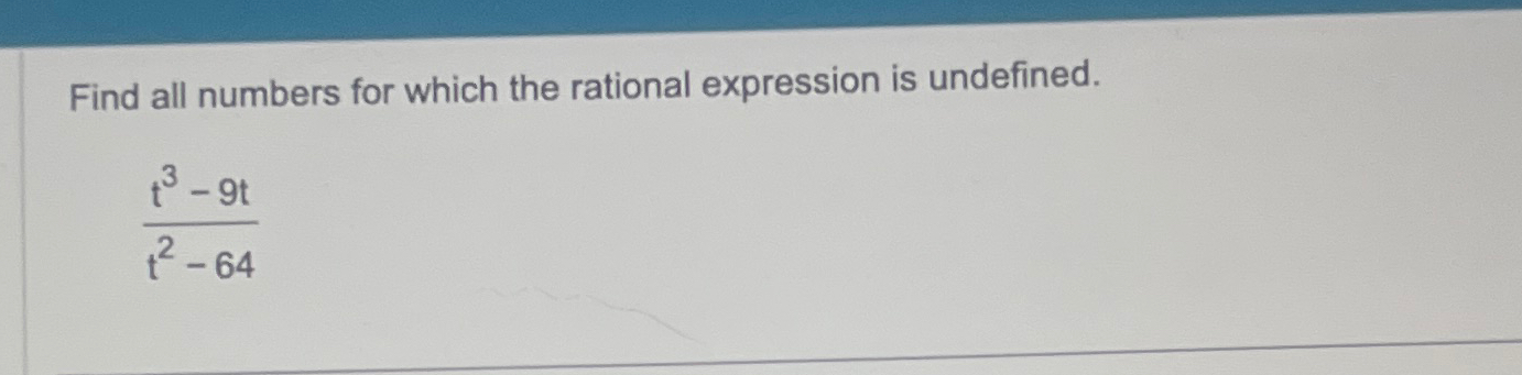 Solved Find all numbers for which the rational expression is | Chegg.com