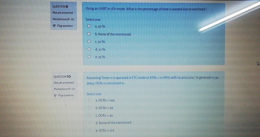 Solved QUESTION 7 Not yet answered Using an UART in 8N1 | Chegg.com