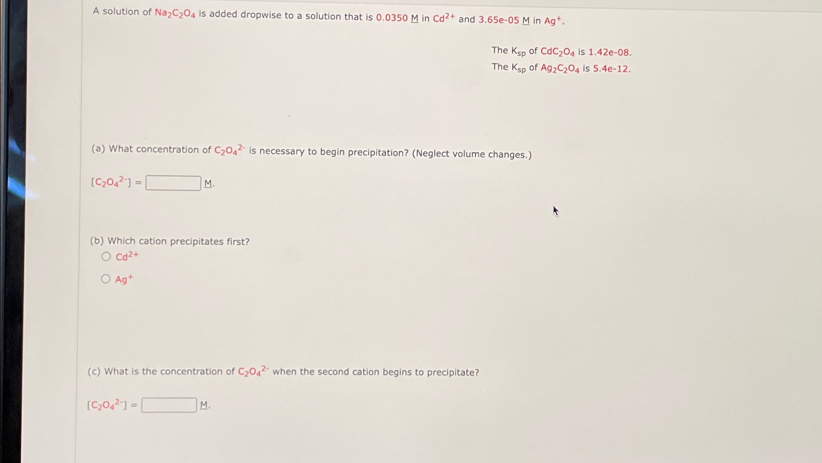 Solved A solution of Na2C2O4 ﻿is added dropwise to a | Chegg.com