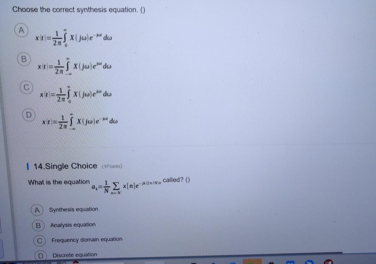 Solved Choose the correct synthesis equation. () xlt = ਜੀ ) | Chegg.com