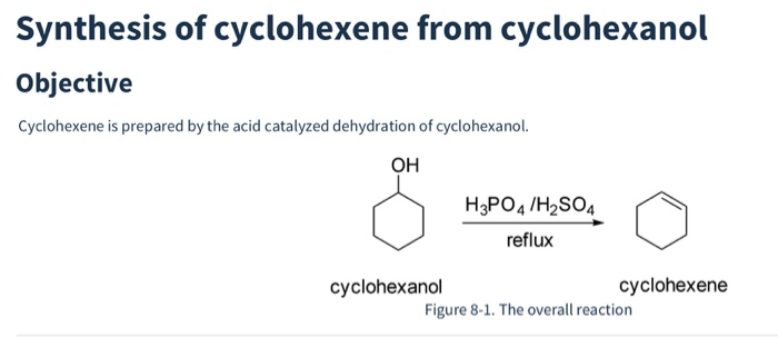 Solved Synthesis of cyclohexene from cyclohexanol Objective | Chegg.com