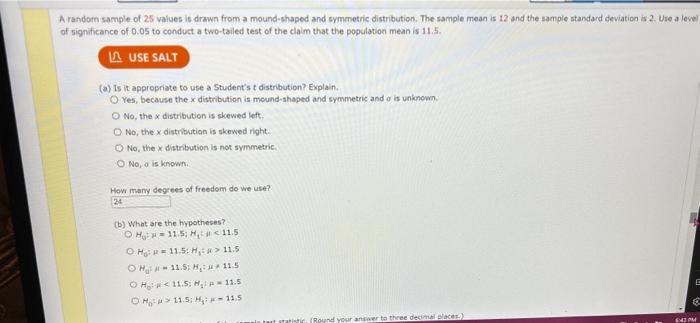 Solved random sample of 25 values is drawn from a | Chegg.com Solved random sample of 25 values is drawn from a | Chegg.com