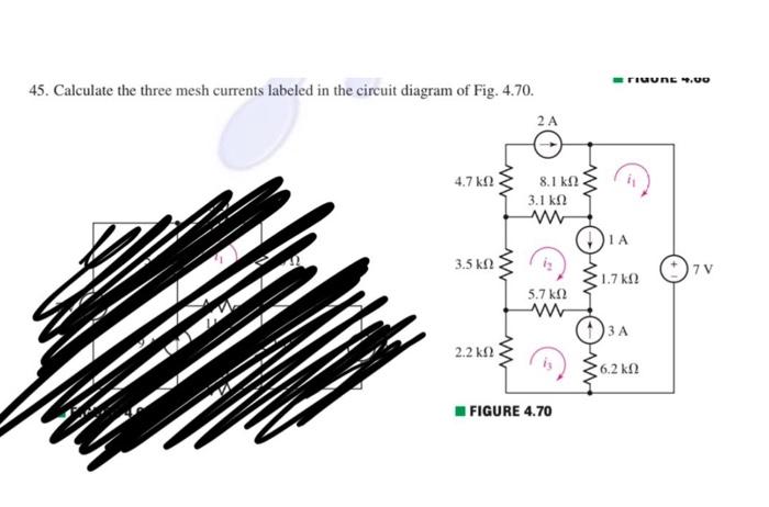Solved 45. Calculate the three mesh currents labeled in the | Chegg.com