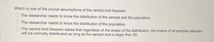 Solved Which is one of the crucial assumptions of the | Chegg.com